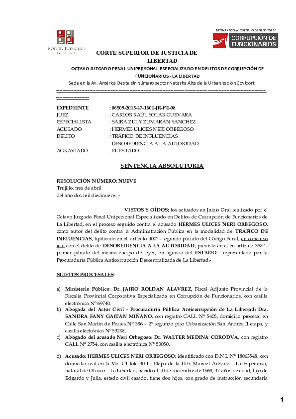 (DOC) SENTENCIA ABSOLUTORIA