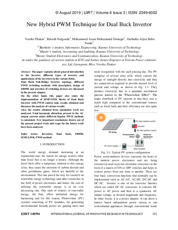 Pdf New Hybrid Pwm Technique For Dual Buck Invertor 8665