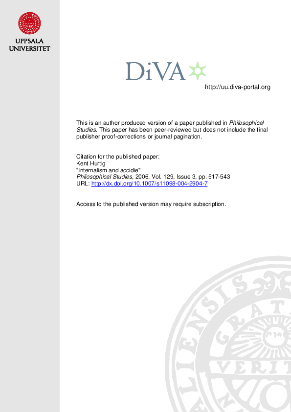 (PDF) Internalism and Accidie