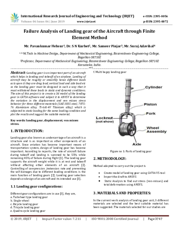 (PDF) IRJET- Failure Analysis of Landing gear of the Aircraft through ...