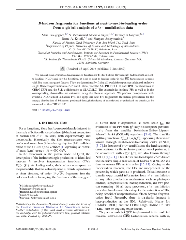 Pdf B Hadron Fragmentation Functions At Next To Next To Leading Order