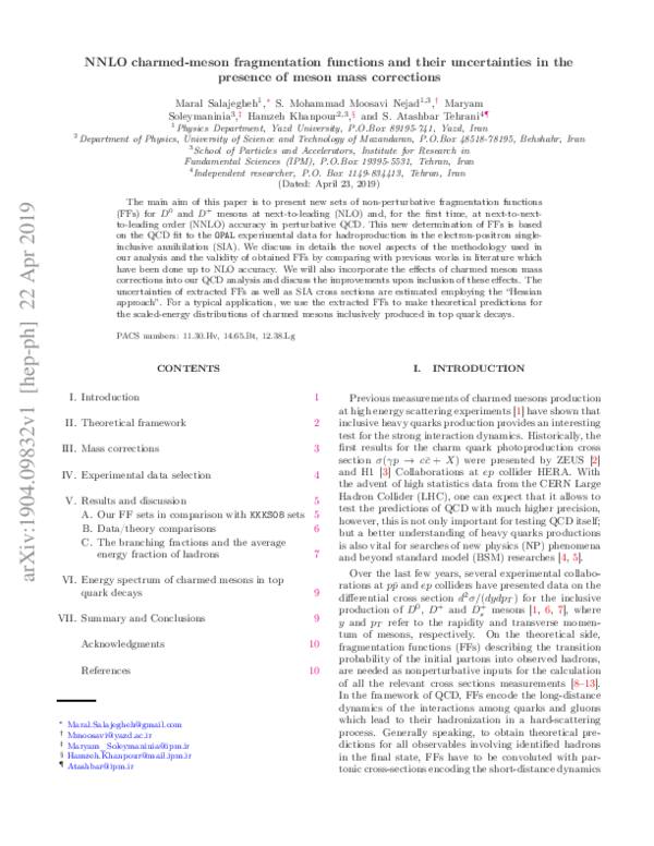 (PDF) NNLO charmed-meson fragmentation functions and their uncertainties in the presence of ...