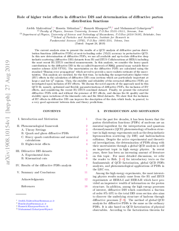 (PDF) Role of higher twist effects in diffractive DIS and determination of diffractive parton ...