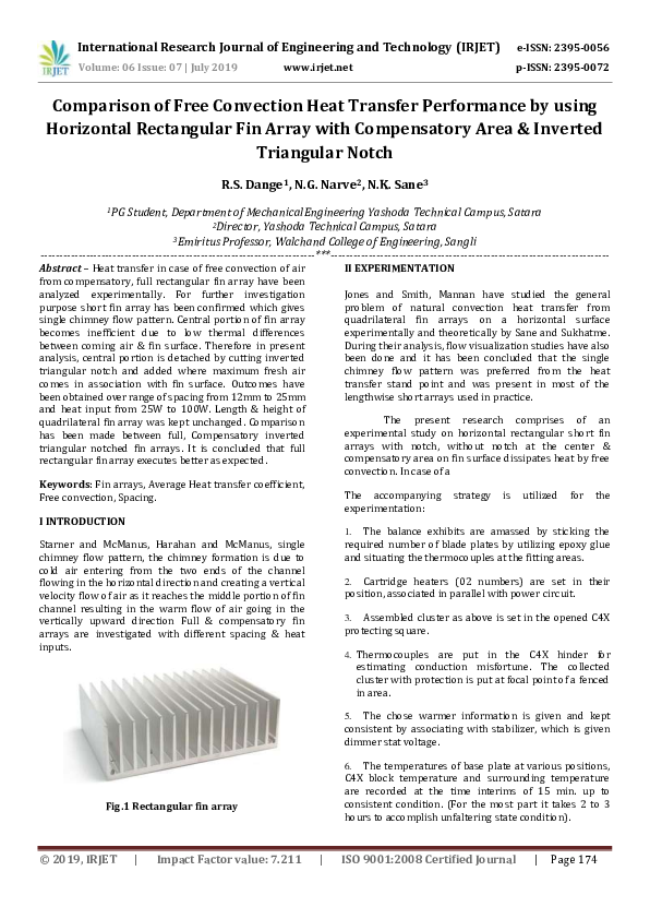 (PDF) IRJET- Comparison of Free Convection Heat Transfer Performance by using Horizontal ...