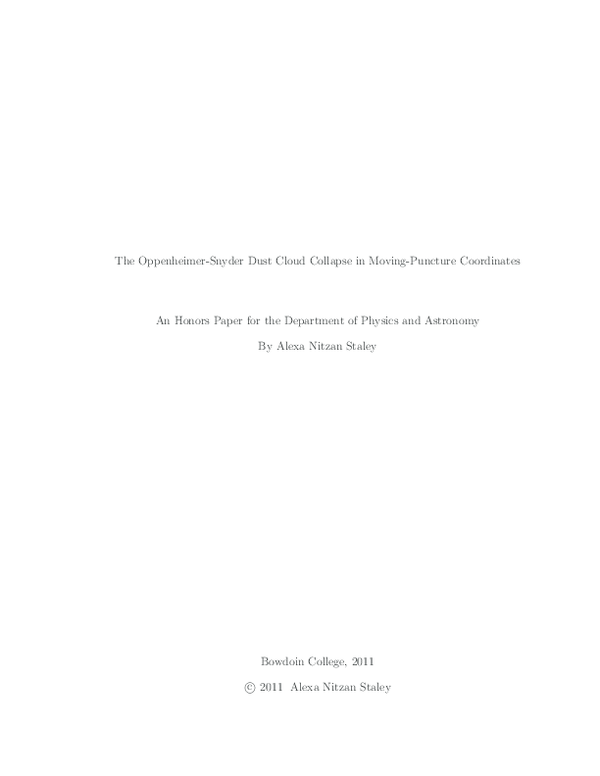 (PDF) The Oppenheimer-Snyder Dust Cloud Collapse in Moving-Puncture ...