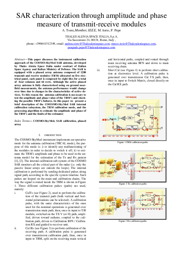 (PDF) SAR characterization through amplitude and phase measure of ...