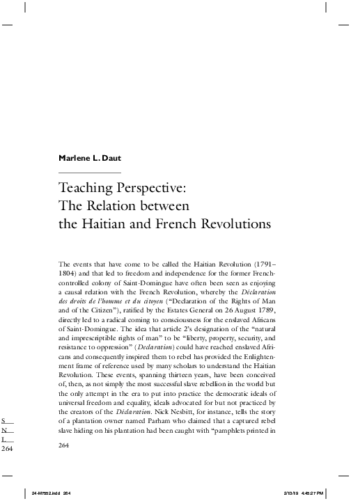 (PDF) Teaching Perspective: The Relation Between the French and Haitian ...