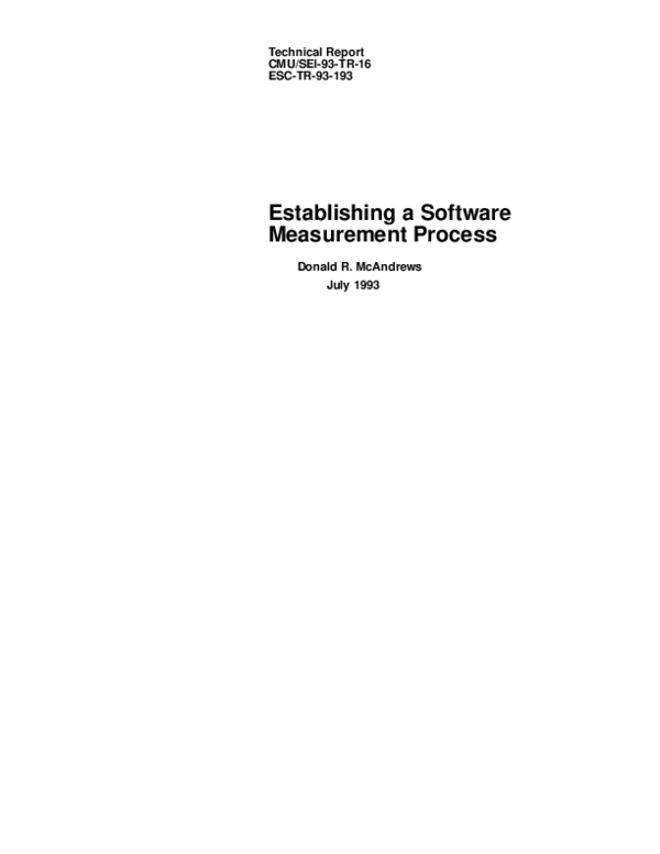 (PDF) Establishing a Software Measurement Process