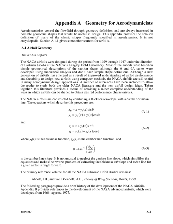 (PDF) A-1 Appendix A Geometry for Aerodynamicists