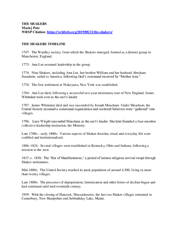 (PDF) The Shakers