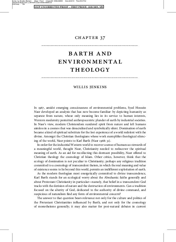 (PDF) Karl Barth and Environmental Theology