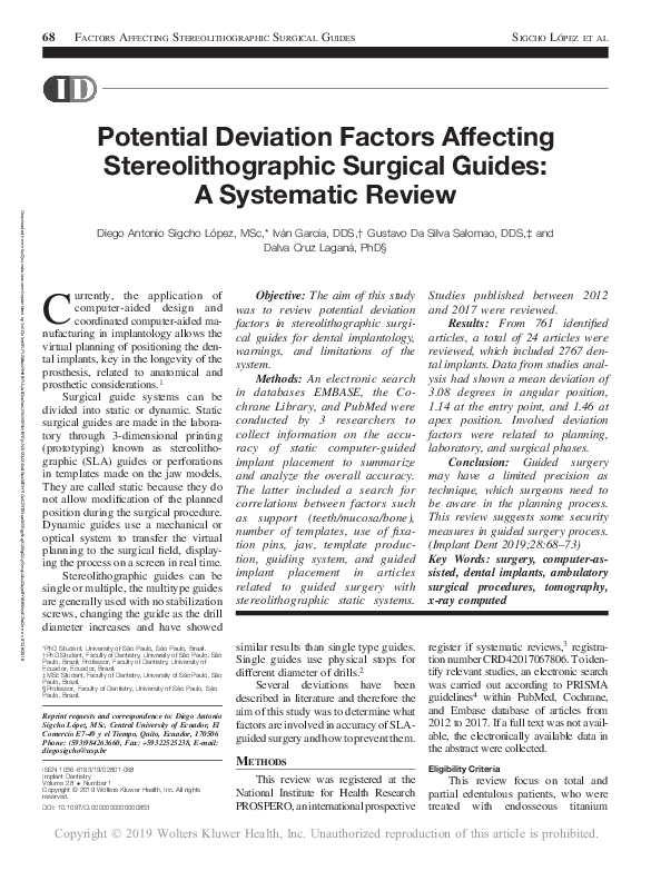 (PDF) Potential Deviation Factors Affecting Stereolithographic Surgical ...