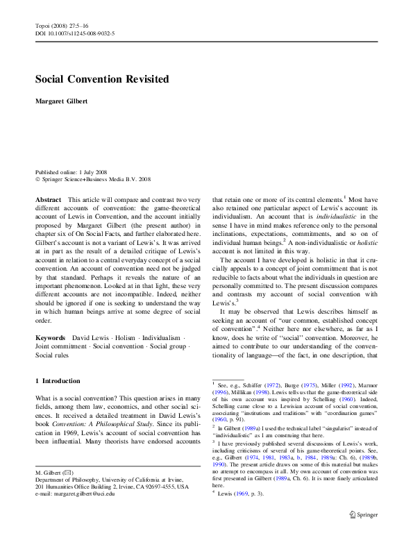 (PDF) Social Convention Revisited