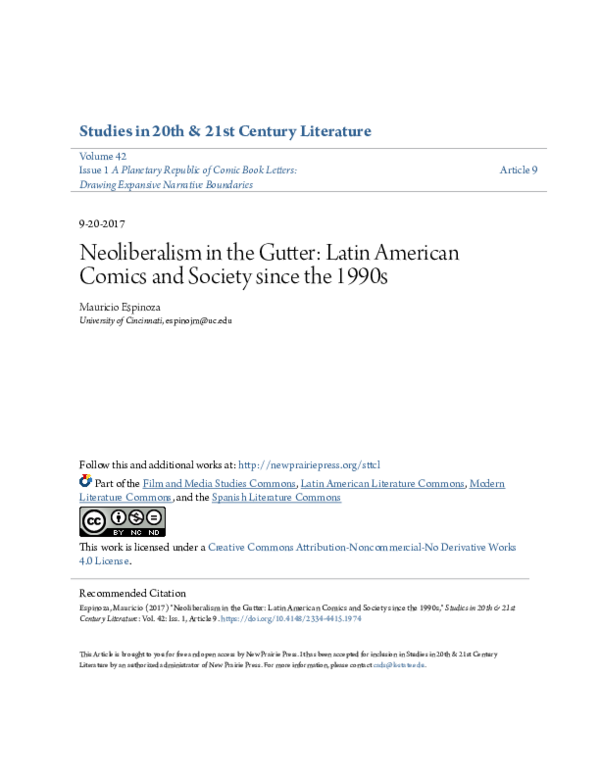 (PDF) Neoliberalism in the Gutter: Latin American Comics and Society ...