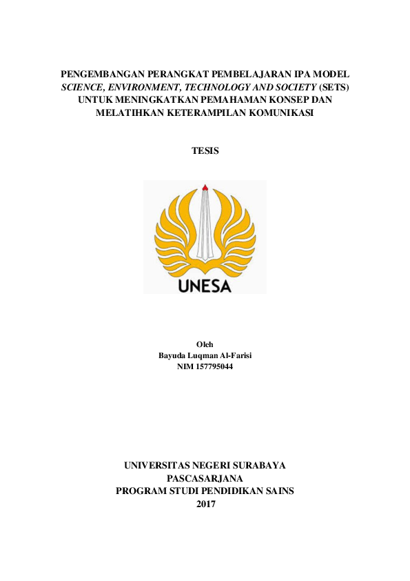 (PDF) PENGEMBANGAN PERANGKAT PEMBELAJARAN IPA MODEL SCIENCE, ENVIRONMENT, TECHNOLOGY AND SOCIETY ...