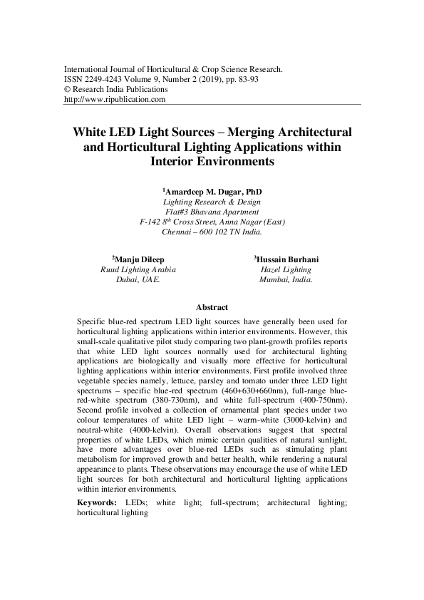 (PDF) White LED Light Sources - Merging Architectural and Horticultural ...