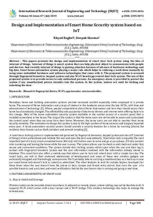 (PDF) IRJET- Design and Implementation of Smart Home Security system ...