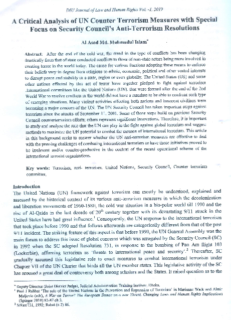 (PDF) "A critical analysis of UN Counter terrorism measures with ...