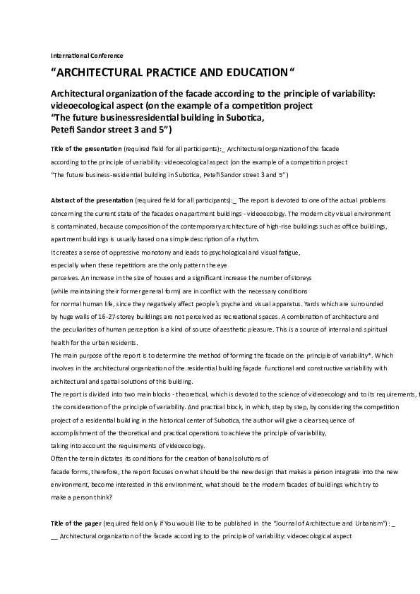 (DOC) "ARCHITECTURAL PRACTICE AND EDUCATION" Architectural organization ...