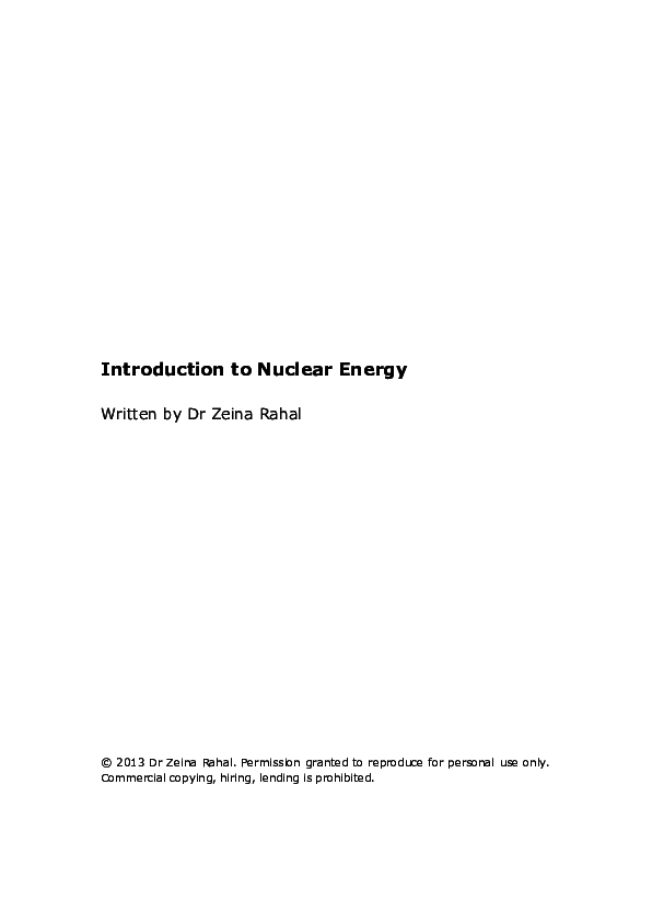 (PDF) Intro. to Nuclear Energy Self-study Notes