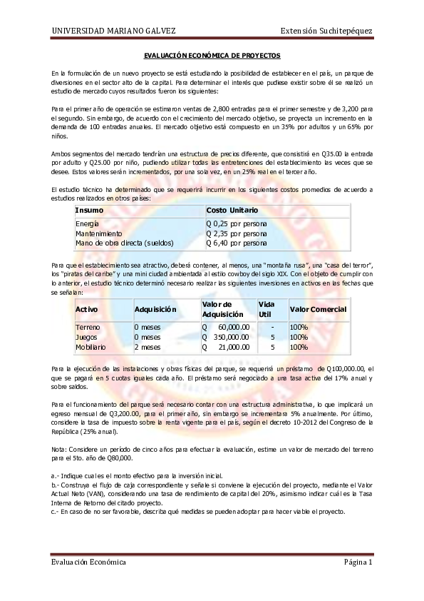 (PDF) EVALUACIÓN ECONÓMICA DE PROYECTOS