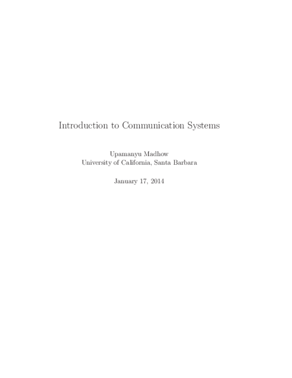 (PDF) Introduction to Communication Systems