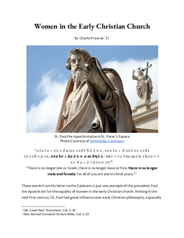 (PDF) Women in the Early Christian Church