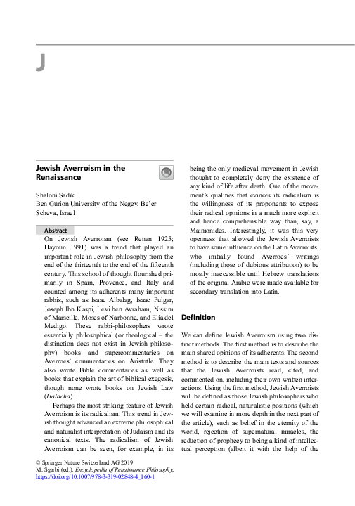 (PDF) Jewish Averroism in the Renaissance