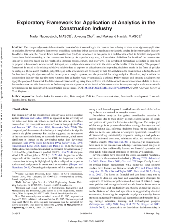 (PDF) Exploratory Framework for Application of Analytics in the ...