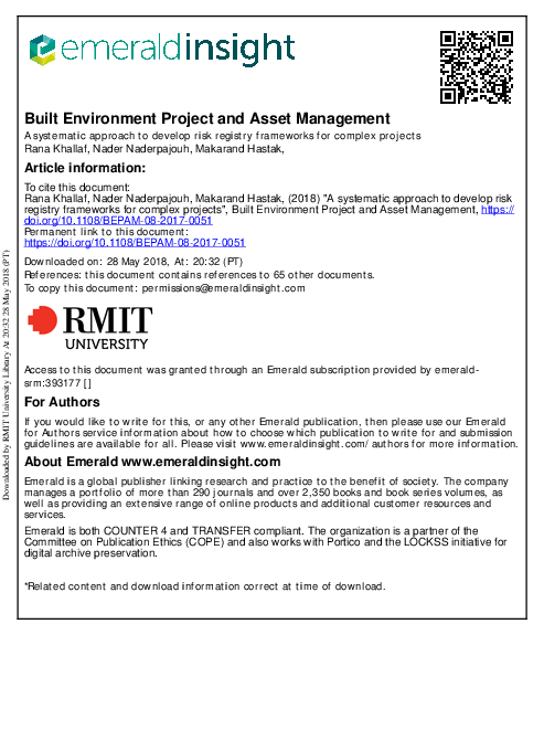 (PDF) Built Environment Project and Asset Management For Authors ...