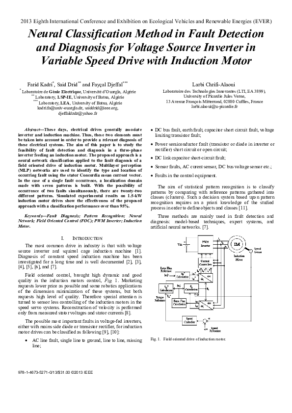 Pdf Neural Classification Method In Fault Detection And Diagnosis For Voltage Source Inverter