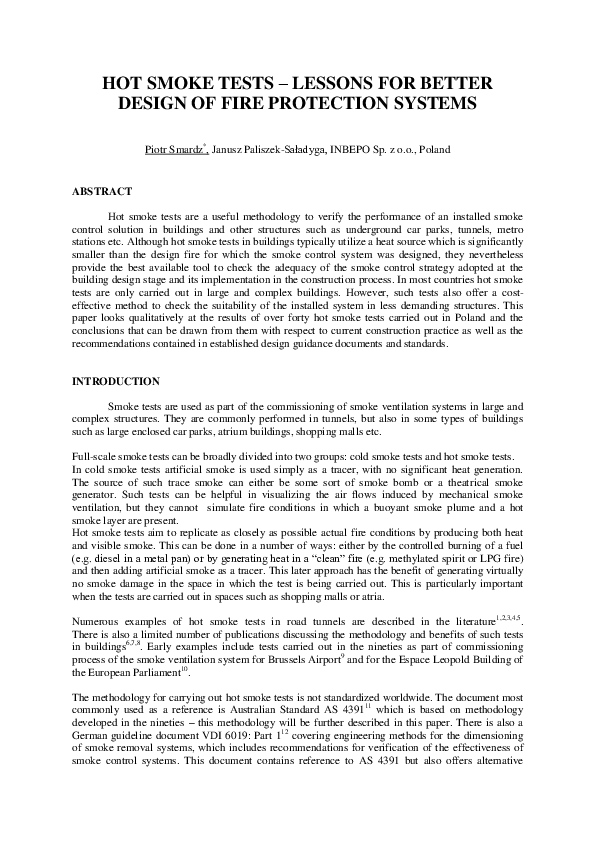 (PDF) Hot Smoke Tests - Lessons for better design of fire protection ...