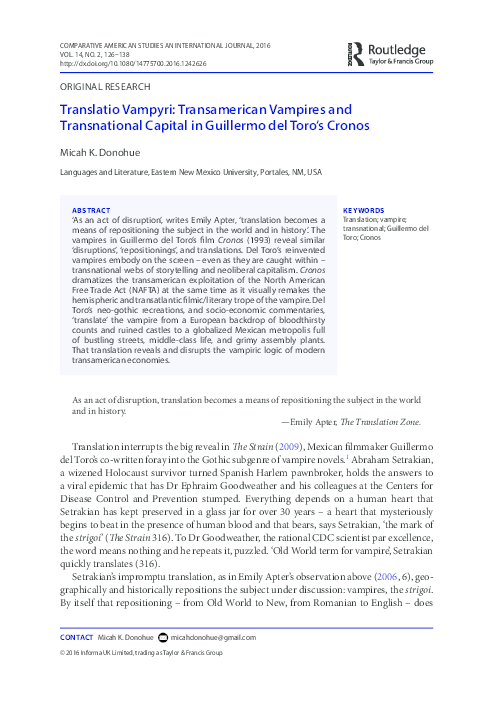 (PDF) Translatio Vampyri: Transamerican Vampires and Transnational ...