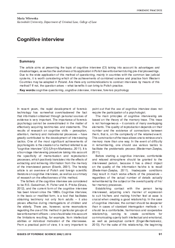 (PDF) Cognitive interview