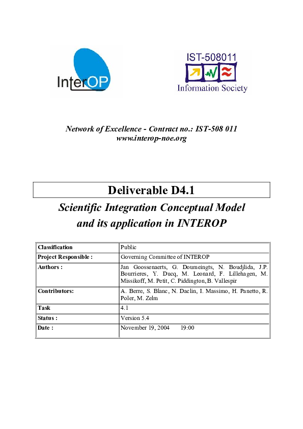 (PDF) INTEROP Deliverable D4.1 Scientific Integration Conceptual Model ...