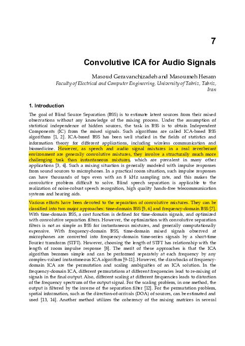 (PDF) 7 Convolutive ICA for Audio Signals