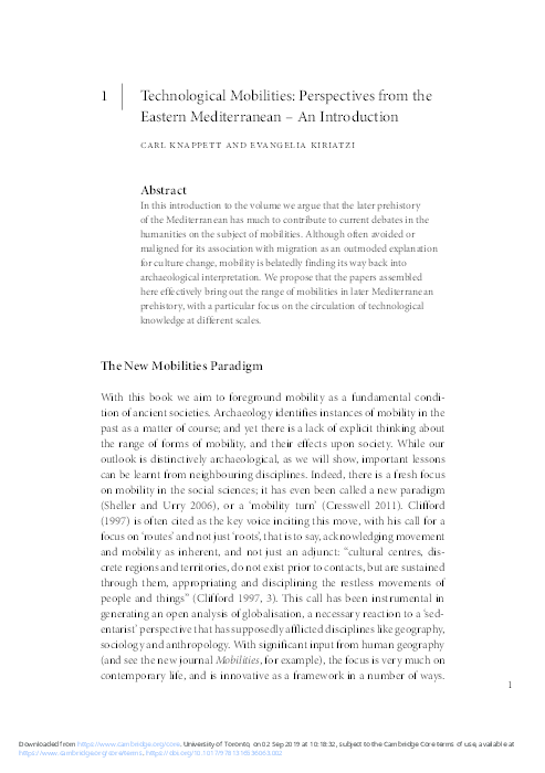 (PDF) Human Mobility and Technological Transfer in the Prehistoric ...