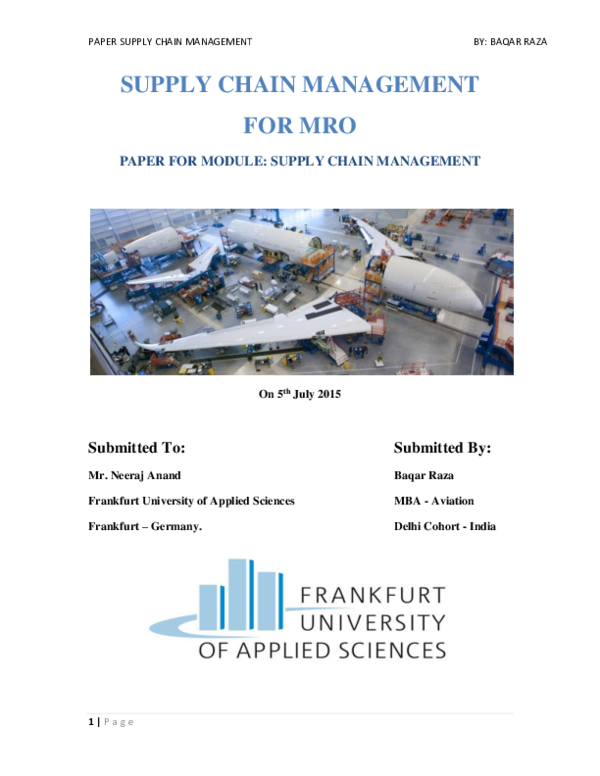 (PDF) PAPER SUPPLY CHAIN MANAGEMENT SUPPLY CHAIN MANAGEMENT FOR MRO ...