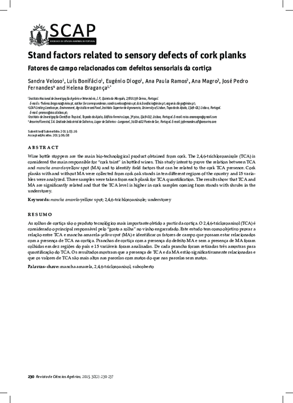 (PDF) Stand factors related to sensory defects of cork planks