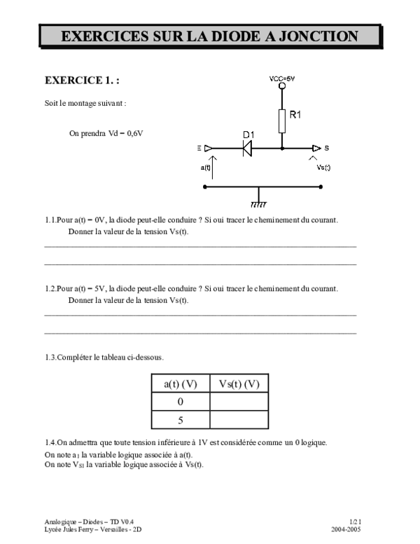 (PDF) Diodes exercices