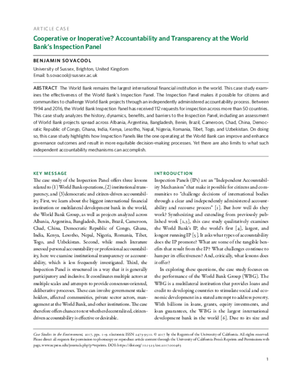 (PDF) Cooperative or Inoperative? Accountability and Transparency at ...