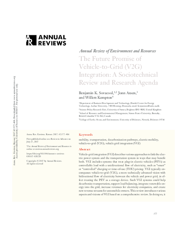 (PDF) The Future Promise of Vehicle-to-Grid (V2G) Integration: A ...
