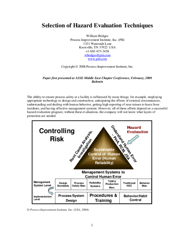 (PDF) Management Systems to Control Human Error Sustainable Control of ...