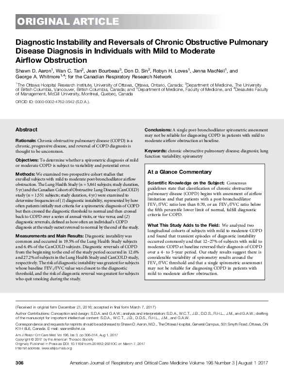 (PDF) Diagnostic Instability and Reversals of Chronic Obstructive ...