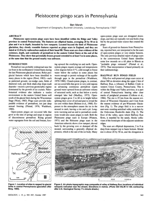 (PDF) “Pleistocene pingo scars in Pennsylvania”