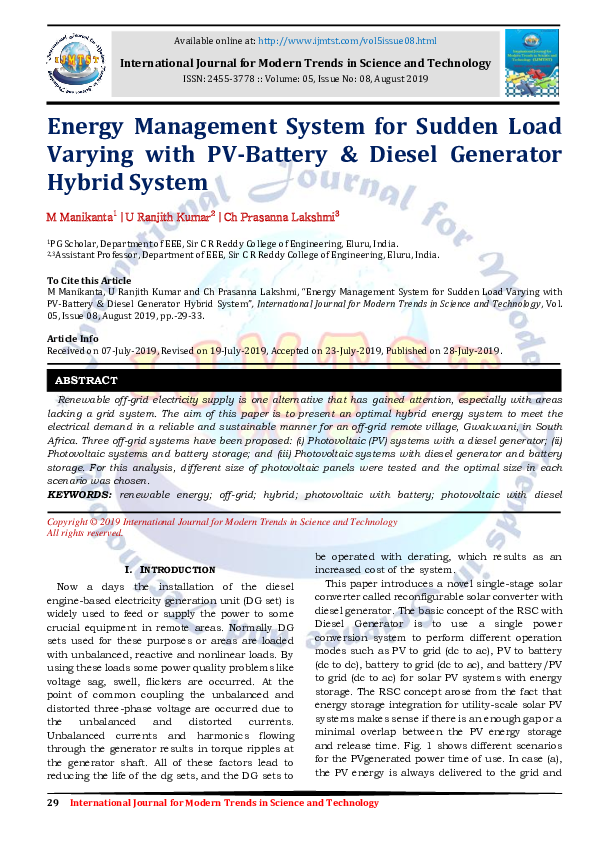 (PDF) Energy Management System for Sudden Load Varying with PV-Battery ...