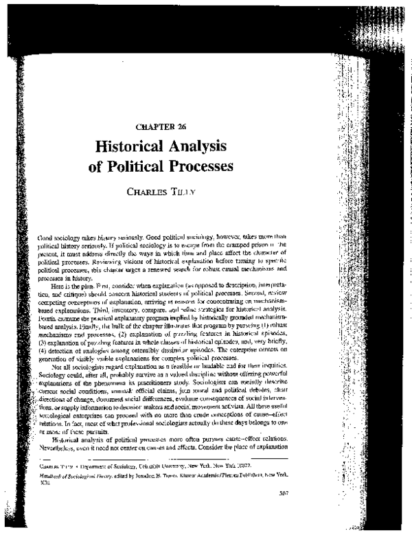 (PDF) .- Charles Tilly Historical analysis of political processes