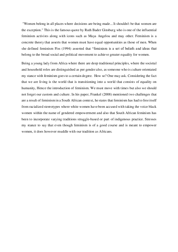 (DOC) Feminism assignment.