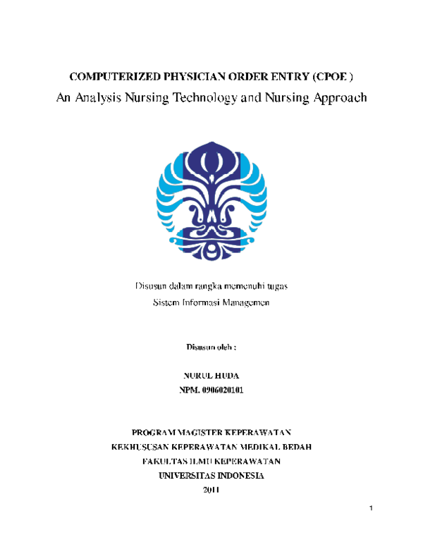 (PDF) COMPUTERIZED PHYSICIAN ORDER ENTRY