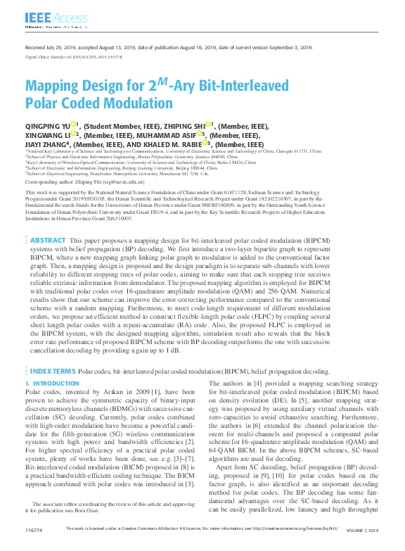 Pdf Mapping Design For 2 M Ary Bit Interleaved Polar Coded Modulation